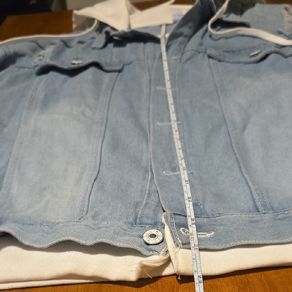 Jackets & Coats | Hanakokun Denim Anime Jacket With White Accents ...